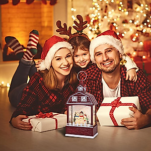 DRomance Christmas Music Snow Globe Lantern with 6 Hour Timer, USB Powered Battery Operated Lighted Water Singing Snow Globe Holiday Women Children Gift(Snowman, 5 x 3.1 x 11.1 Inches)