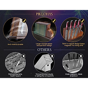 BREATHMAGNET Knife Holder, Wooden Kitchen Knife Block With Large Capacity, Pioneering Breath Magnetic Tech Double-sided Space Saving Storage Holder For Knives, Universal Cutlery Organizer Stand