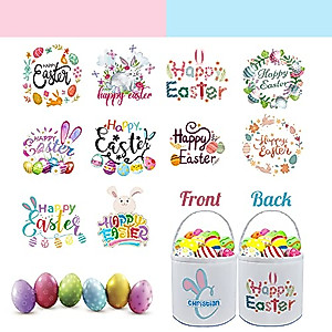Personalized Easter Basket Custom with Name Customized Candy Egg Easter Buny Tote Bags Carry for Girls Boys Happy Easter Gift Decorations