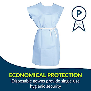 TIDI 803 Premium Exam Gown, Tissue/Poly/Tissue (Pack of 50)