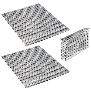 mDesign Kitchen Sink Dish Drying Mat/Grid - Soft Plastic Sink Protector, Cushions Sinks, Dishes - Quick Draining Circle Design - Includes 1 Saddle, 2 Large Mats - Set of 3 - Graphite Gray