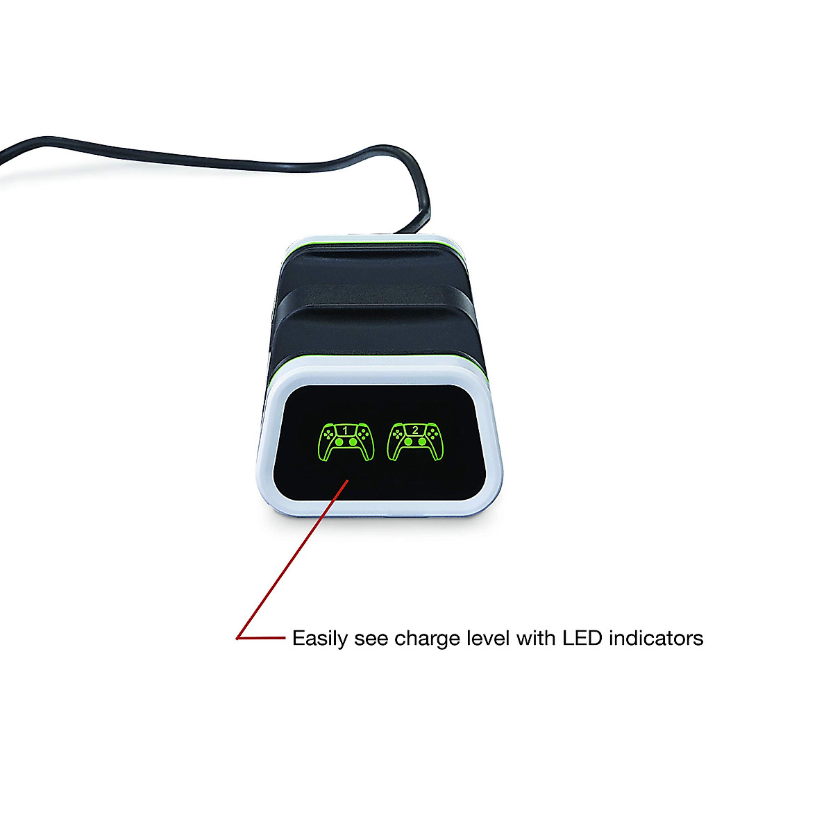 Verbatim PS5 Dual Controller Charging Station for use with Playstation 5 DualSense Wireless Controllers - Charging Dock LED Indicators Over-Charge Protection 6ft Charging Cable