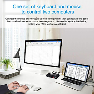 KVM Switch HDMI 2 Port Box, KCEVE USB KVM Switches for 2 Computers Share Keyboard Mouse and one HD Monitor, Support Hotkey Switching, UHD 4K（3840x2160）