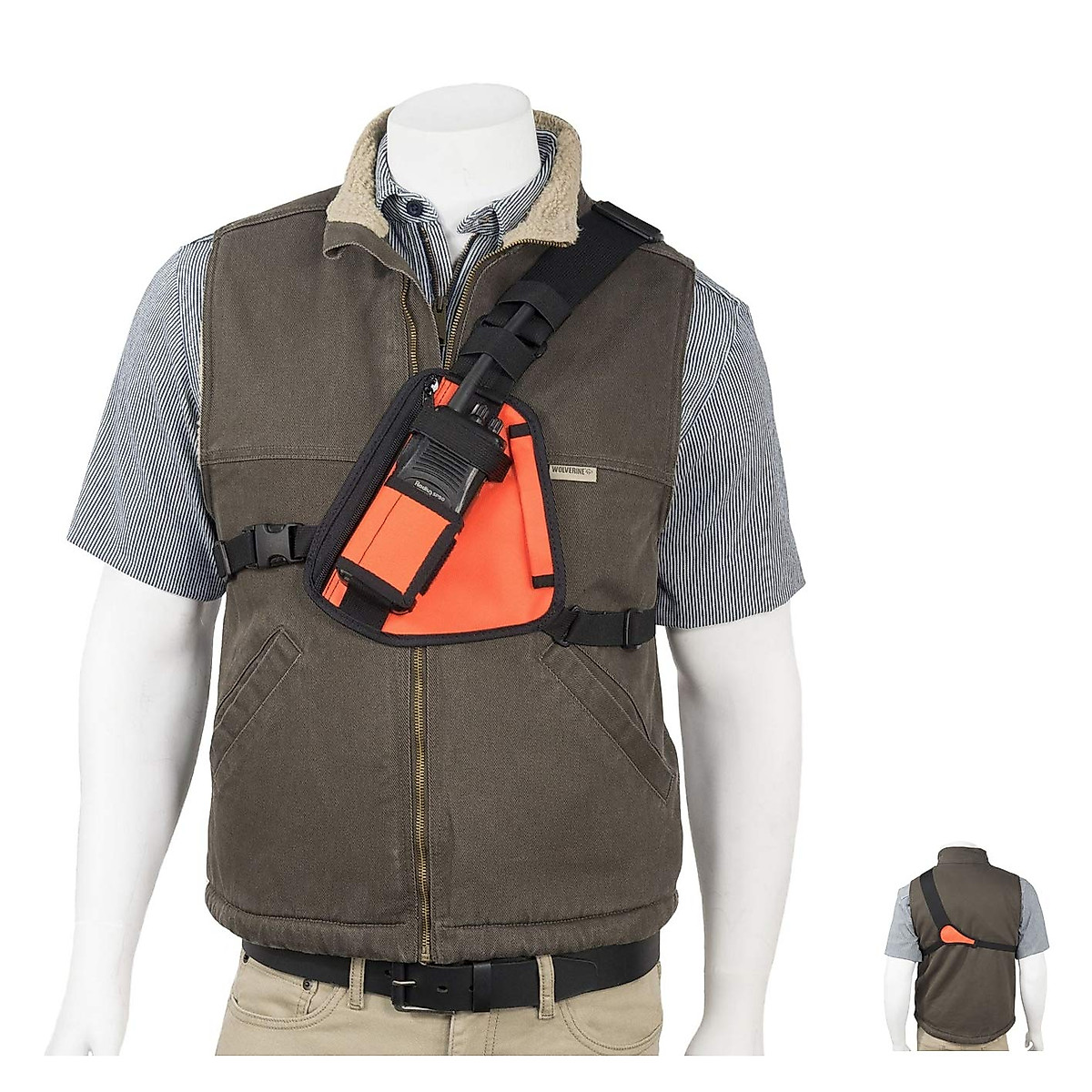 HOLSTERGUY RCH-101OR (Orange) Radio Chest Harness Shoulder Radio Holster Chest Pack Adjustable Single Radio Pouch Two-Way Radio Holster for Motorola Radios and Walkie Talkies RCH-101OR Made in USA