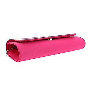 Fuschia Rhinestone Edge Satin Evening Bag