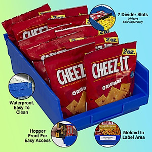 Akro-Mils 30150 Plastic Shelf Bins, Heavy Duty Storage Bins for Garage, Closet, and Drawer Organization, 12-Inch x 6-1/2-Inch x 4-Inch, Blue, 12-Pack