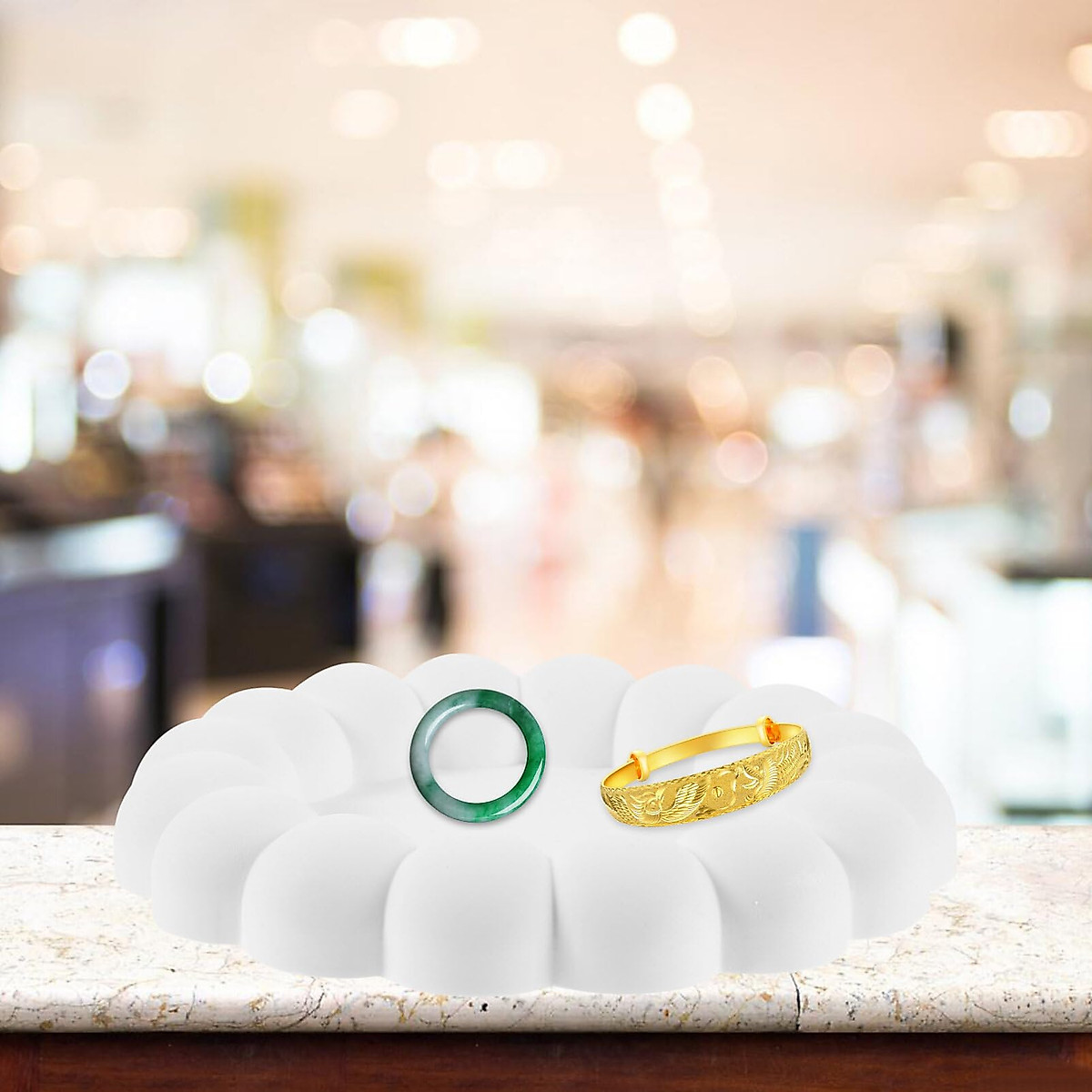 Round Tray Nail Decorations for Nail Art Dining Table Decor Jewelry Tray Home Decor Desk Tray Round Serving Tray Trinket Dish Earrings Holder Wedding White Earring Holder Plaster