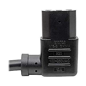 Tripp Lite Standard Computer Power Cord 10A,18AWG (NEMA 5-15P to Left Angle IEC-320-C13) 6-ft.(P006-006-13LA),Black