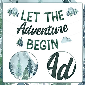 Sursurprise Adventure Baby Shower Decorations, Let the Adventure Begin Banner, Forest Mountain Adventure Birthday Party Supplies
