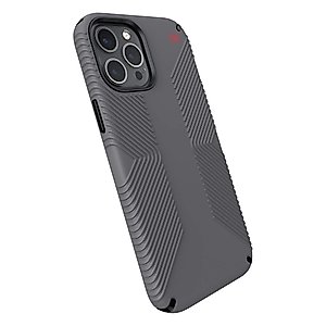 Speck Products Presidio2 Grip iPhone 12 Pro Max Case, Graphite Grey/Graphite Grey/Bold Red