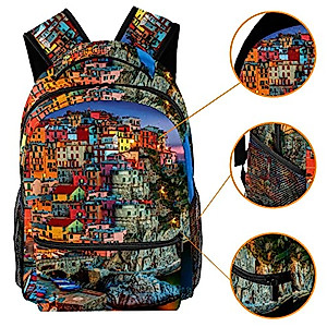 VBFOFBV Travel Backpack, Laptop Backpack for Women Men, Fashion Backpack, Cinqueterre Landscape