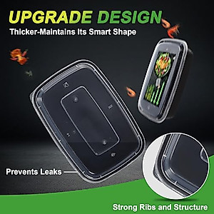 jake.secer 38oz Meal Prep Containers Reusable, 50 Pack Extra-Thick Disposable Storage Containers with Lids, Bpa-Free To Go Food Container, Plastic Take Out Lunch Containers, Microwave, Freezer Safe