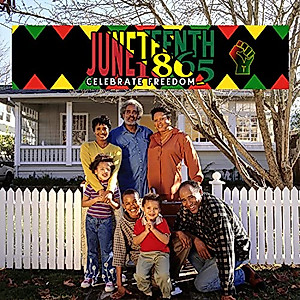 Happy Juneteenth Day Banner Outdoor Yard Sign Decorations - 1865 Black Americans Independence Freedom Day Juneteenth Banner Decorations