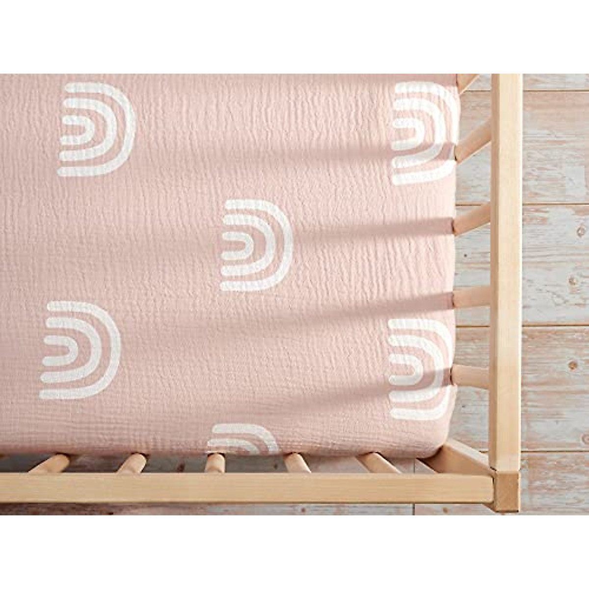 Meracorallo Muslin Fitted Crib Sheet, Soft and Breathable Rainbow Baby Crib Sheet for Standard Crib and Toddler Mattresses