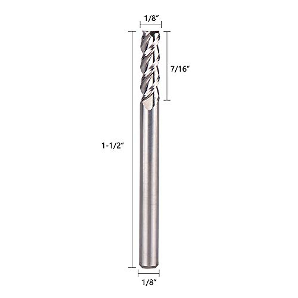 SpeTool 1/8 End Mills for Aluminum 3 Flutes CNC Spiral Router Bits for Aluminum Cut Non-Ferrous Metal Upcut 1.5 inches Long 5 Pieces