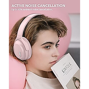 HROEENOI Active Noise Cancelling Headphones, Bluetooth Headphones with 40H Playtime, Hi-Res Audio, Connect to 2 Devices