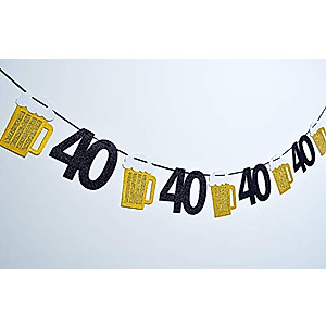 Beer birthday Glitter Banner, Beer Garland - Cheers to 40 Years Banner, 40th Birthday Banner - 40th birthday Decor