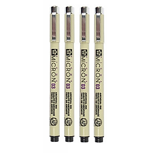 Sakura Pigma Micron 03 Black Pen 0.35mm Line Width Pack of 4 (03)