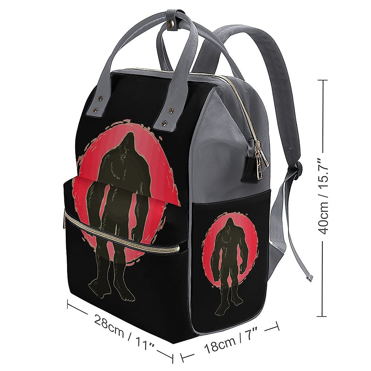 Bigfoot Sun Diaper Bag Backpack Large Capacity Mommy Bags Multifunction Nappy Bag Travel Back Pack Gray-Style