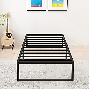 Lutown-Teen 14 Inch Twin Bed Frames Heavy Duty Metal Twin Size Platform Bed Frame No Box Spring Needed, Noise Free, Easy Assembly, Black
