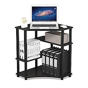 FURINNO Turn-N-Tube Space Saving, Corner Desk, Espresso/Black