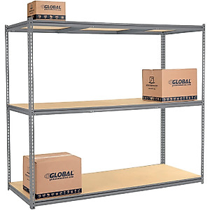 Global Industrial High Capacity Starter Rack 96x48x963 Levels Wood Deck 800lb Per Shelf GRY