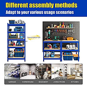 PrimeZone Storage Shelves 5 Tier Adjustable Garage Storage Shelving, Heavy Duty Metal Storage Utility Rack Shelf Unit for Warehouse Pantry Closet Kitchen, 28" x 12" x 59", Blue