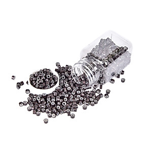 1000Pcs Premium Silicone Micro Link Rings 5mm Lined Beads for I Tip Hair Extensions (1000Pcs, Dark Brown)