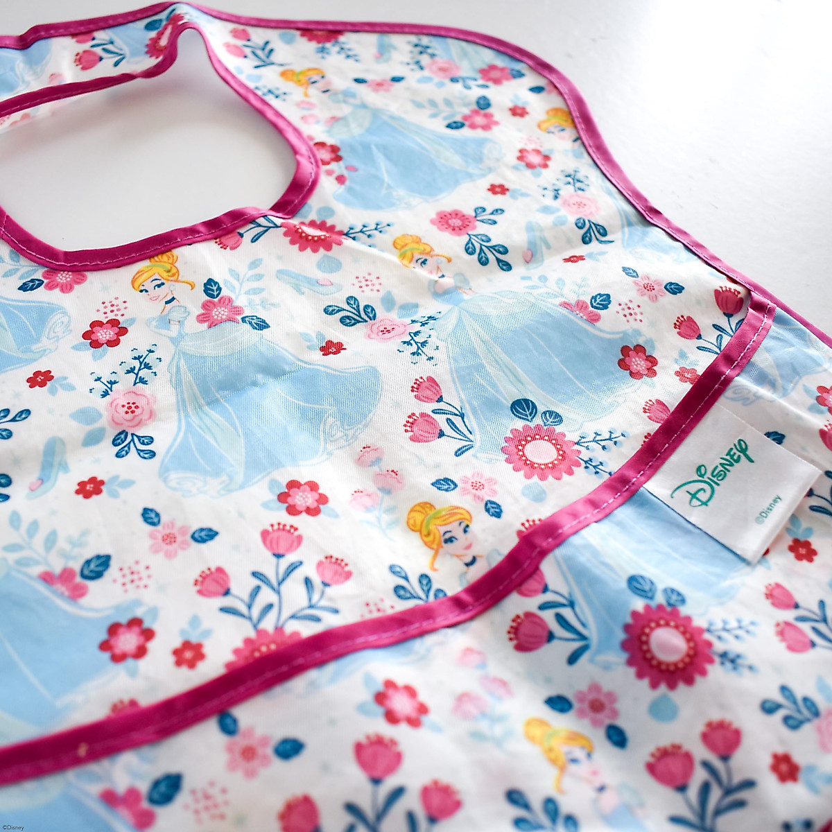 Bumkins Disney Bibs for Girl or Boy, SuperBib Baby and Toddler for 6-24 Months, Essential Must Have for Eating, Feeding, Baby Led Weaning, Mess Saving Waterproof Soft Fabric, 2-pk Princess