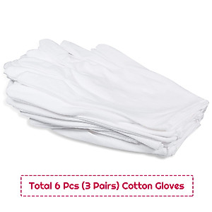 Cotton Gloves, Selizo 3 Pairs White Cotton Gloves Gloves for Women Men Eczema Dry Hands Moisturizing Serving Archival Cleaning Jewelry Silver Inspection
