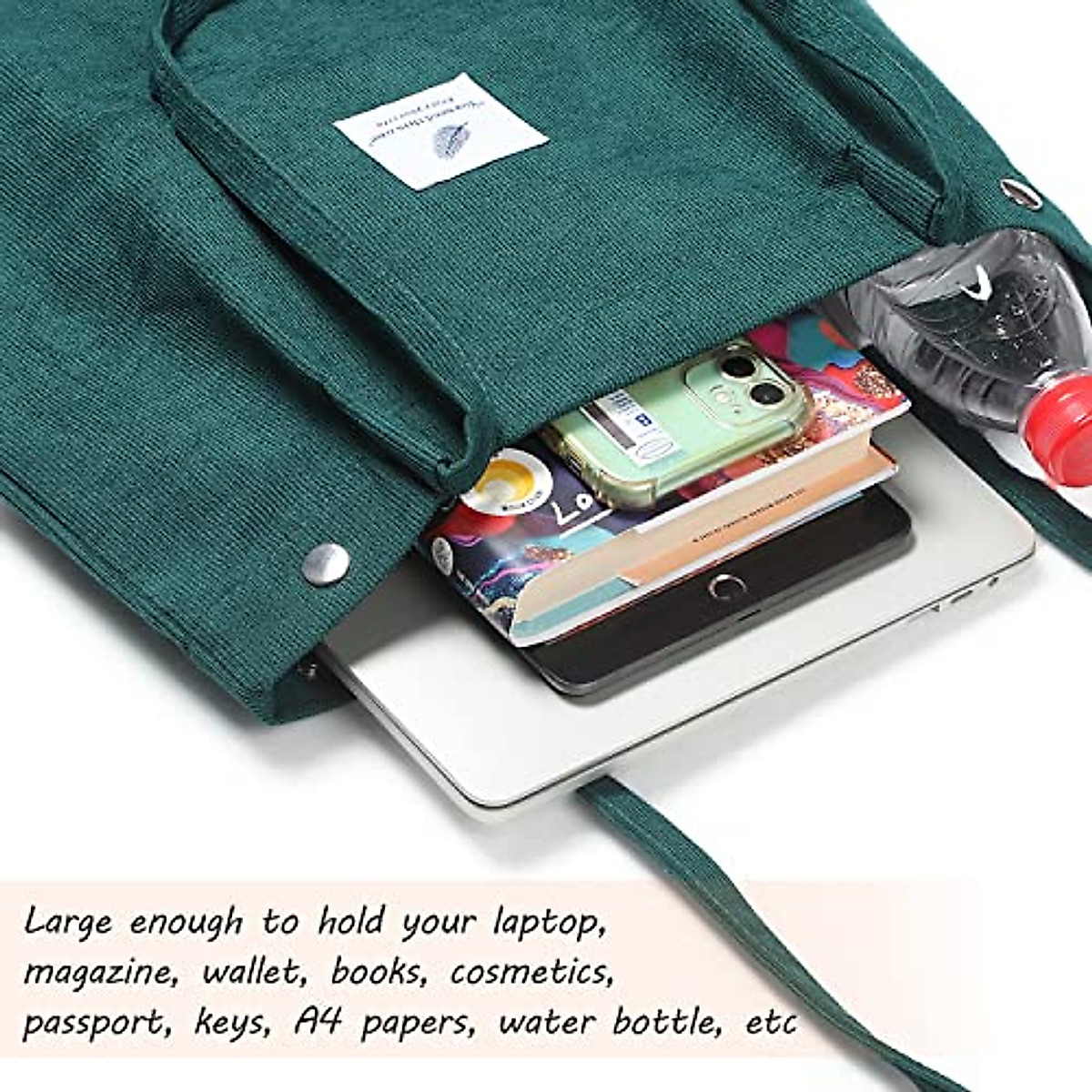 WantGor Large Corduroy Totes Bag Women's Casual Purses Work Handbags Big Capacity Shopping Bag