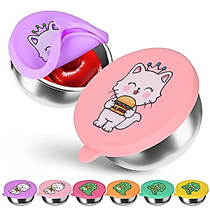 holoith Salad Dressing Container To Go,6 Pcs 2.4 oz Condiment Cups Small Containers with Lids Stainless Steel Sauce Containers for Lunch Box Leak Proof Reusable Lunch Box Containers