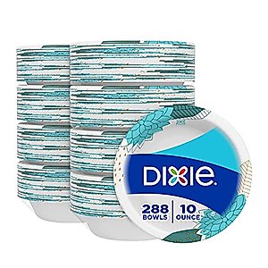 Dixie Paper Bowls, 10oz, Dessert or Light Lunch Size Printed Disposable Bowl, 36 Count (Pack of 8)
