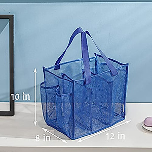 Jelier Mesh Shower Caddy Tote Basket,Hanging Portable Toiletry Bag for Bathroom Accessories (blue)
