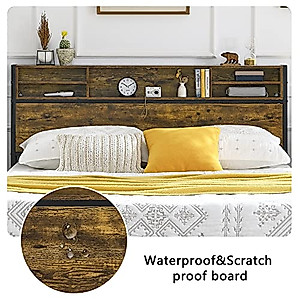 Alohappy Full Size Bed Frame with Bookcase Headboard, Metal Platform Bed Frame Full with Headboard Double Support Legs 13 Metal Slats Support,Easy Assembly Noise Free No Box Spring Needed