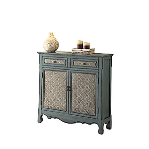 Acme Winchell 2 Drawers Wooden Console Table with 2 Doors in Antique Blue