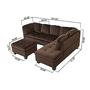 Christopher Knight Home Welsh Chocolate Fabric Sectional Sofa Set