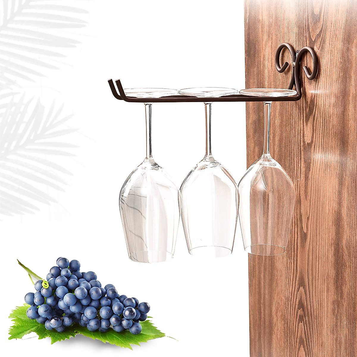 HOWDIA Wine Glass Rack Wall Set of 2 Bronze, Stemware Rack, Wine Glasses Holder Storage Hanger Organizer Metal for Cabinet Kitchen or Bar