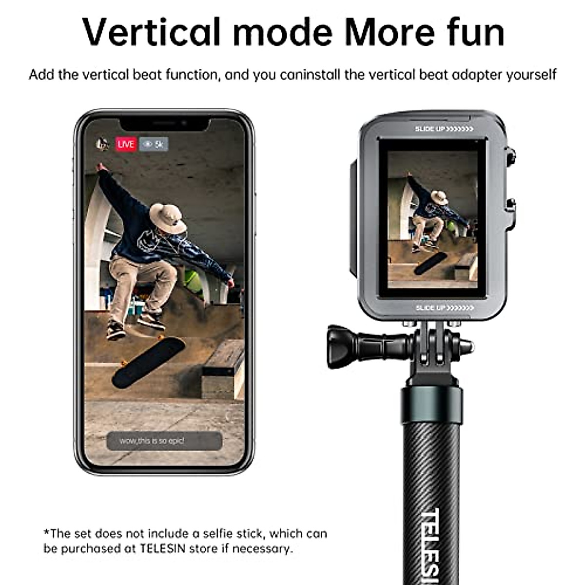 TELESIN Vertical Aluminum Cage Protective Case Frame Housing for GoPro Hero 11 10 9 Black, Fits Go Pro with ND CPL Lens Filter Max Lens on Camera, with Cold Shoe Connect to Video Light Microphone