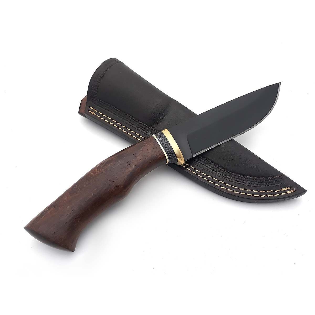 Nooraki HK-367 Premium Handmade High Carbon Steel Hunting Knife with Sheath. 9'’ Fixed Blade with Rosewood Handle. Survival and Bushcraft Knife. EDC Belt Bowie ideal Knife for Camping or everyday use