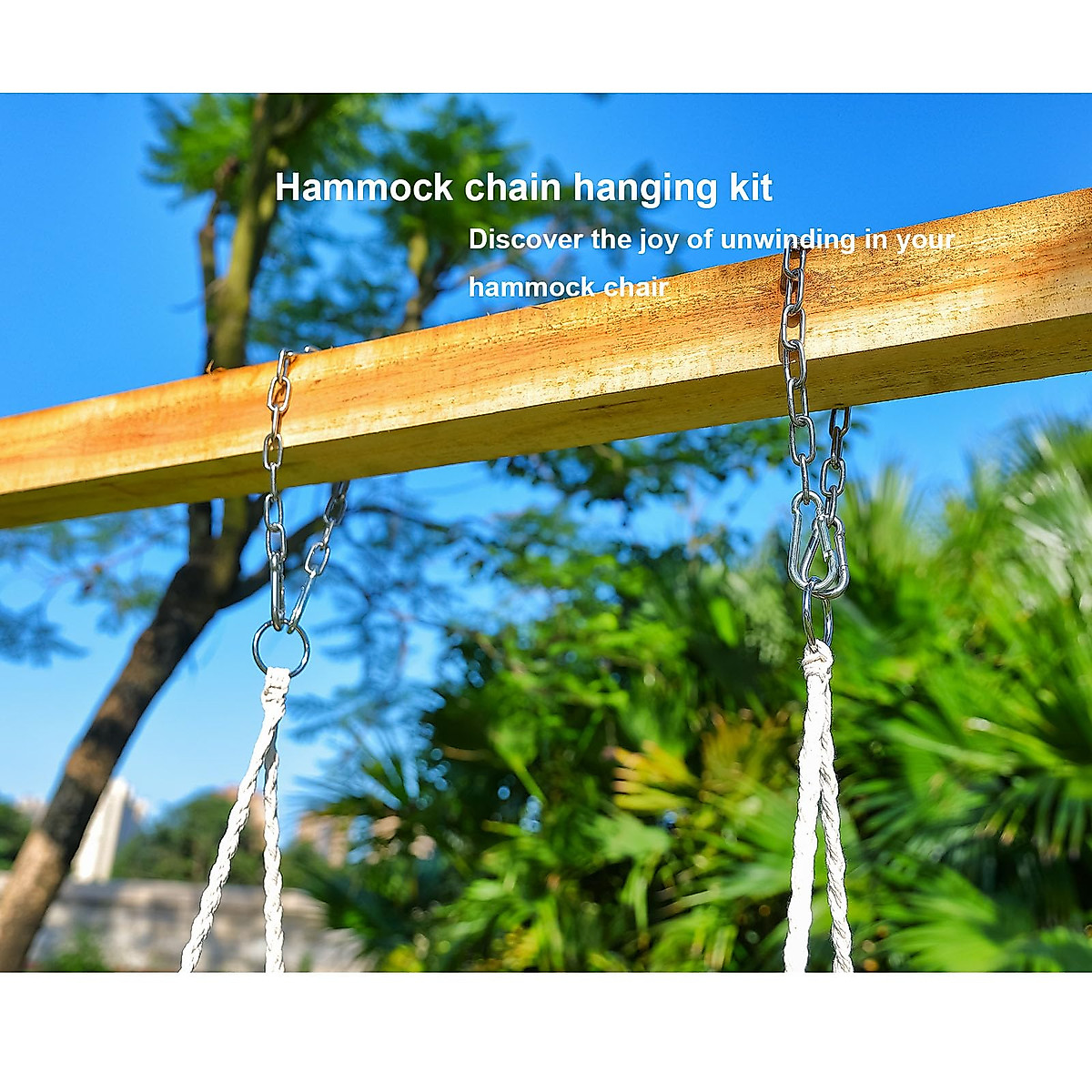 2 Pack Extension Chain with 4 Carabiners Snap Hook for Hammocks Stand Chairs Porch Swing, 450 Lbs Capacity
