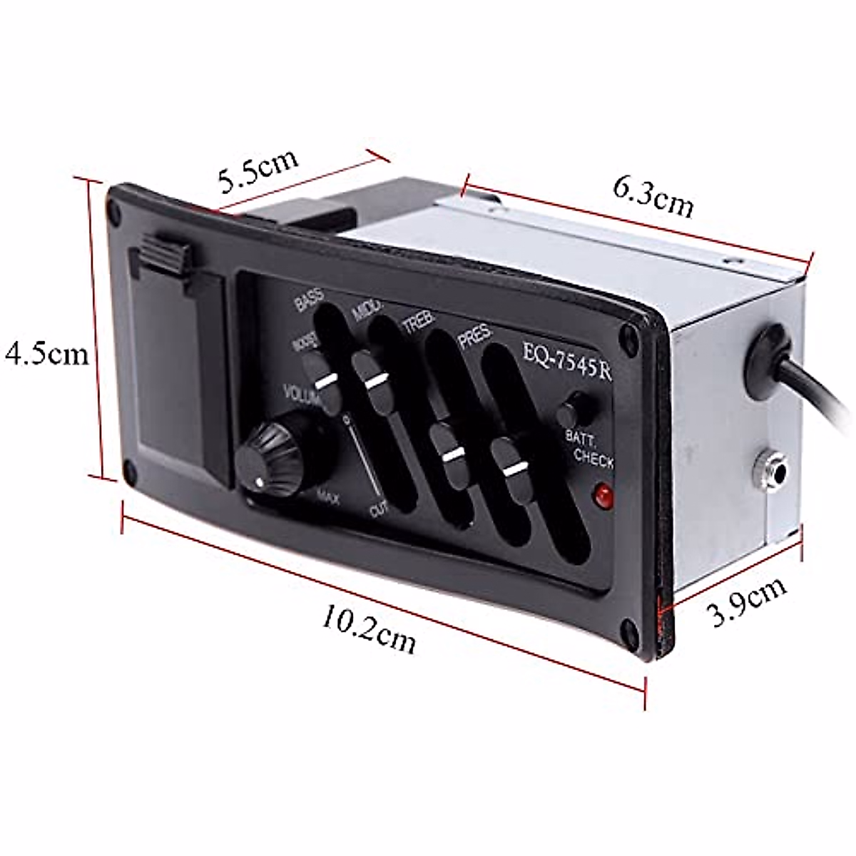 Jiayouy Guitar Pickup 4 Band EQ-7545R Preamp Amplifier Equalizer Tuner Piezo Pickup for Acoustic Guitars