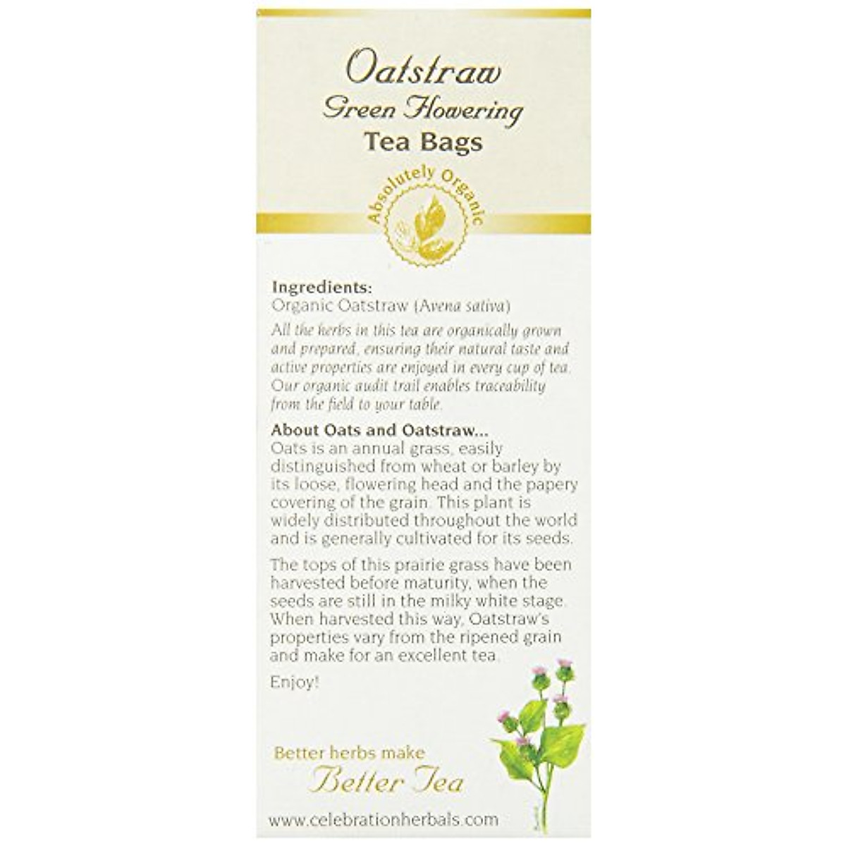 CELEBRATION HERBALS Organic Oatstraw Green Flowering Tea, 24 CT