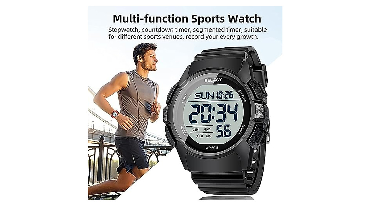 Beeasy Waterproof Digital Sports Watch for Men