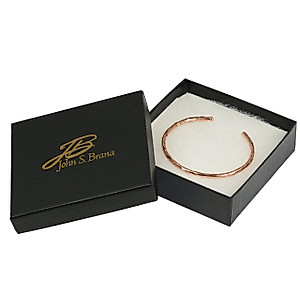 John S. Brana 3mm Hammered Copper Cuff Bracelet Handmade Jewelry - 100% Solid Uncoated Copper (6.5)