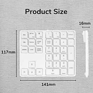 Levieny Wired Number Keypad - 34 Key USB Numeric Keypad, Magicforce Accounting 10 Key for Laptop, Surface Pro, Notebook (White)