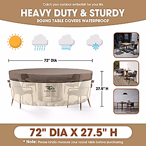 Zadst Cycle 62" Dia Table Cover Waterproof, Patio Furniture Round Table Covers, 600D Heavy Duty Round Table Cover for Anti-UV, Rip Resistant, Water Resistant, Small, Brown