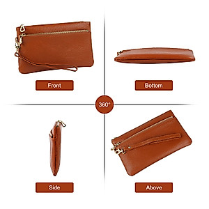 Oweisong Women Leather Wristlet Handbags Small Cell Phone Clutch Organizer Wallets Purses for Girls