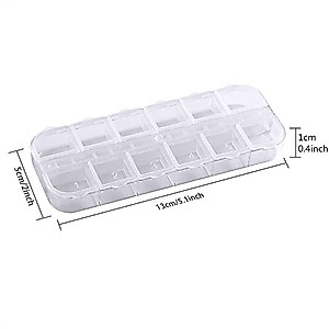 jinzefa 6 Pieces Nail Art Tool Jewelry Storage Box, 12 Compartments Plastic Rhinestone Organizer Container Case, Display Containers white