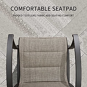 PURPLE LEAF Outdoor Metal Swivel Dining Chair with Padded Textilene Set of 2 for Lawn Porch Deck Garden Backyard Furniture Bistro Chairs